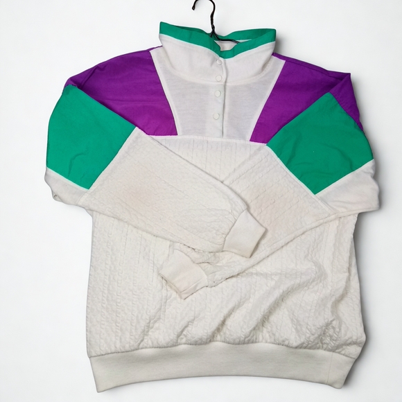 Jantzen | Sweaters | Vintage Jantzen Sport Purple And Green Colorblock ...